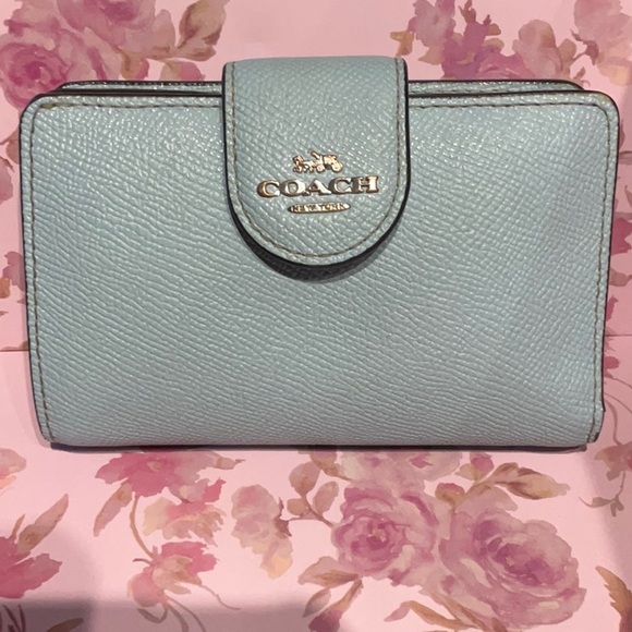 Coach | Bags | Coach Sky Blue Leather Wallet | Poshmark
